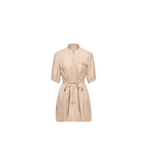 Moncler Silk Twill Mini Shirt Dress - Beige