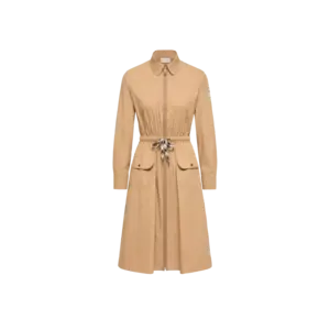 Moncler Technical Cotton Blend Knee-length Shirt Dress - Beige