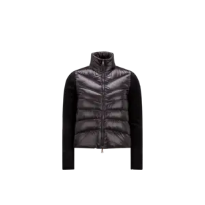Moncler Padded Wool Zip-up Cardigan - Black