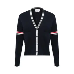 Thom Browne Sailboat Jacquard V-neck Cardigan 'navy - Blue