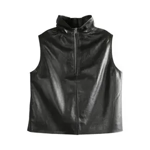 Rick Owens Short-sleeve Tabard In Pelle Top - Black