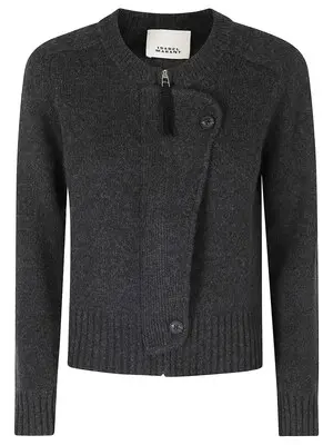 Isabel Marant Étoile Murielle Cardigan With Zip In Wool And Cashmere - Grey