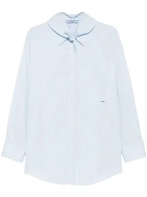 Prada Shirt In Poplin With Knot Detail - Blue