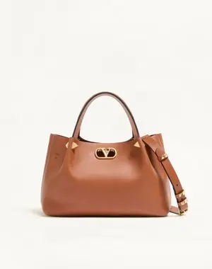 Valentino Garavani Small Soft Leather Shopping Bag - Hazelnut
