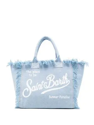 MC2 SAINT BARTH Fringe Trim Tote Bag - Denim Blue