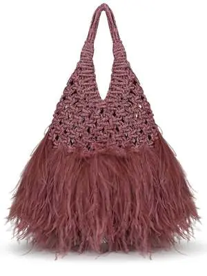 HIBOURAMA Resin & Ostrich Feather Mini Handbag - Pink