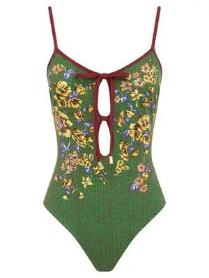 ALEMAIS Aleamais Scoop Neck Keyhole Cut-out Bodysuit With Bow Detail
