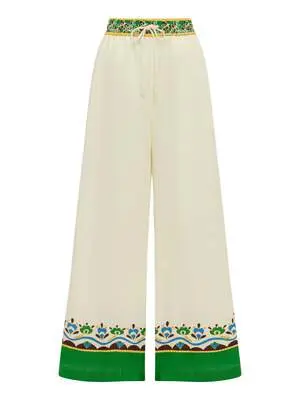 ALEMAIS ALEMAIS High-Waisted Hemp Trousers Bianco