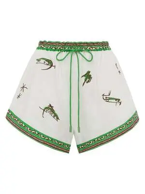 ALEMAIS Elasticated Drawstring Linen Shorts - Bianco