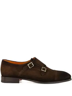 Santoni Buckled Monk Strap Loafers - Brown