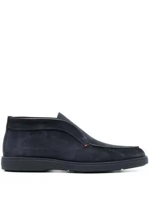 Santoni Calf Leather Flat Dress Shoes - Navy
