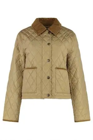 Burberry Quilted Jacket With Snap Front And Corduroy Collar