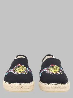 Kenzo Cotton Lined Rubber Sole Flats - Black