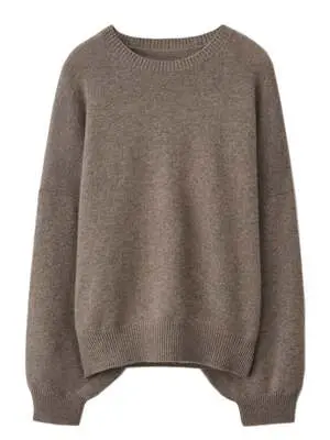 LISA YANG Ribbed Cashmere Round Neck Long Sleeve Sweater - Marrone