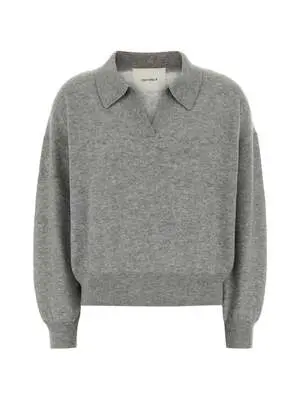 LISA YANG LISA YANG V-Neck Cashmere Sweater With Ribbed Details Grigio