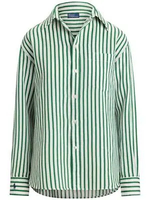 Ralph Lauren Striped Linen Blend Shirt - White