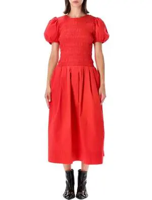 GANNI Organic Cotton Stretch Mini Shirt Dress - Goji Berry