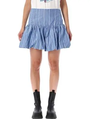 GANNI Organic Cotton Mini Skirt - Light Navy