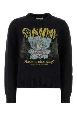 GANNI GANNI Strawberry Graphic Knit Sweater Black