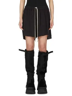 Rick Owens Style Drawstring Waist Boxers With Side Pockets & Side Slits - Nero