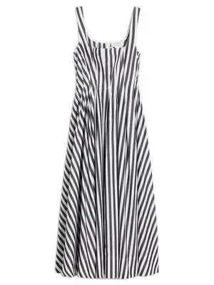 Sportmax Fit-and-flare Cotton Poplin Mini Dress With Square Neck - Nero