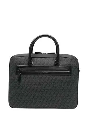 Michael Kors Monogram Print Top Handle Bag - Black
