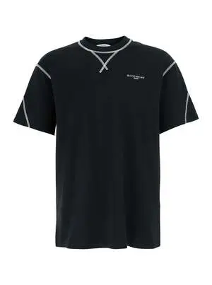 Givenchy Logo Cotton T-shirt With Contrast Stitching
