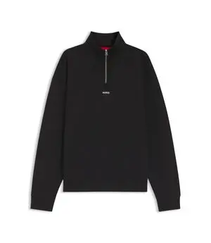 Hugo Relaxed-fit Cotton Sweatshirt With Zipper Neck