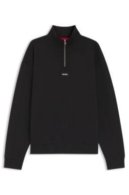Hugo Relaxed-fit Cotton Sweatshirt With Zipper Neck