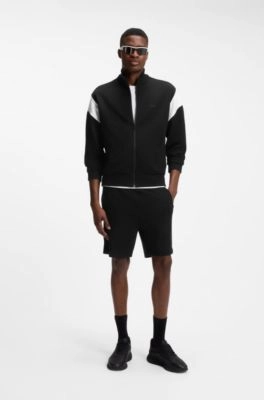 BOSS Logo-embroidered Cotton-blend Piqué Jersey Shorts