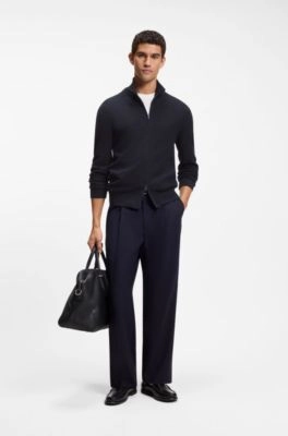 BOSS Cotton Cardigan With Diagonal Structure