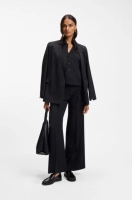 BOSS Pinstripe Stretch Crepe Wide-leg Pants