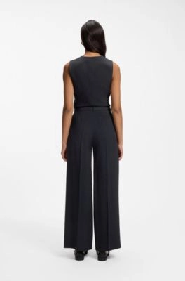 BOSS Pinstripe Stretch Crepe Wide-leg Pants