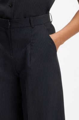 BOSS Pinstripe Stretch Crepe Wide-leg Pants