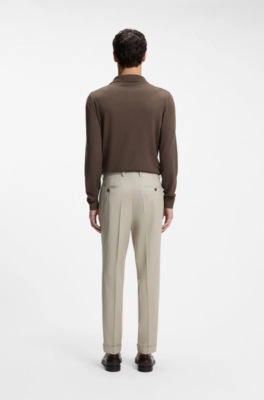 BOSS Regular-fit Pants In A Wool Blend With Silk