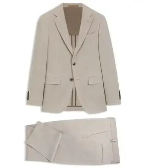 BOSS Two-piece Slim-fit Suit In Wool And Silk - Light Beige