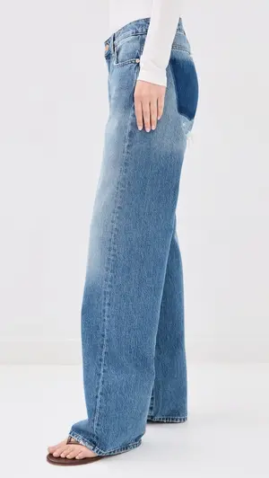 7 For All Mankind Low Straight Leg Jeans With Fading And Whiskering