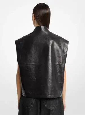 Michael Kors Oversized Washed Leather Vest