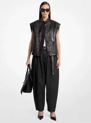 Michael Kors Washed Leather Vest - Black