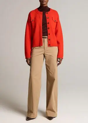 Vince Vince Washed Cotton Twill Mid-Rise Wide-Leg Pant Carmello