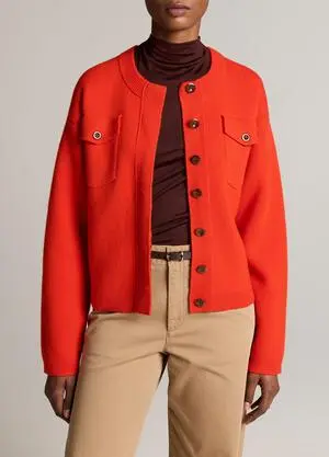 Vince Women's Flap Pocket Wool-blend Sweater Jacket Crimson