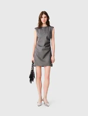 Maje Short Rhinestone Tailored Dress - Grey