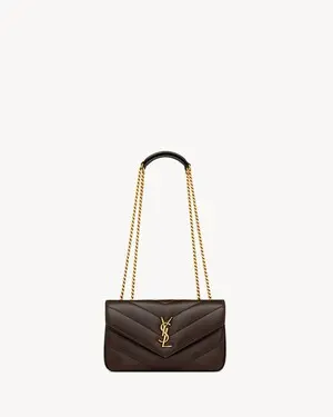 Saint Laurent Loulou Small In Matelassé Lambskin - Deep Hickory