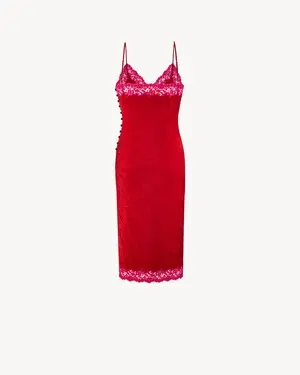Saint Laurent Silk Satin Lace Dress