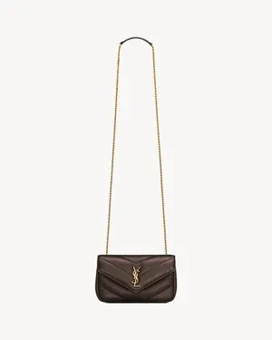 Saint Laurent Loulou Mini In Lambskin - Deep Hickory