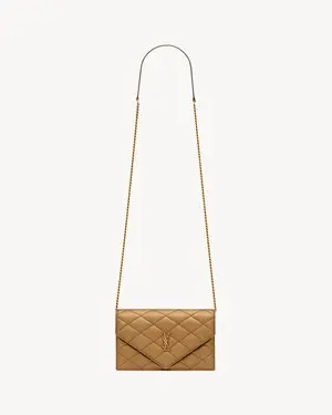 Saint Laurent Paris Chain Wallet In Metallic Leather - Cool Bronze
