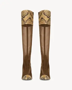 Saint Laurent 77 Boots In Mesh And Python
