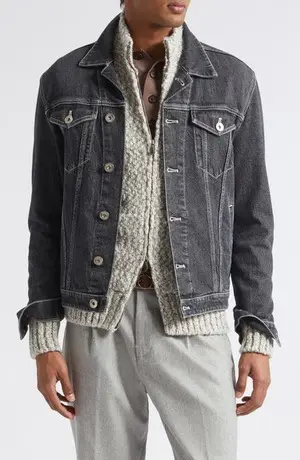 Eleventy Stretch Wool Blend Full Zip Mock Neck Sweater