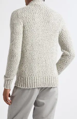 Eleventy Stretch Wool Blend Full Zip Mock Neck Sweater