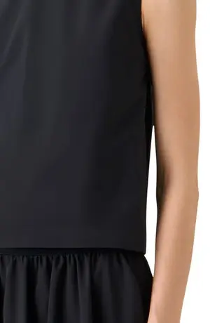 Akris Sleeveless Mixed Media Dress With Pleated Skirt